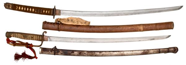 Two Japanese Swords: Russo-Japanese Sword & WWII Army Office