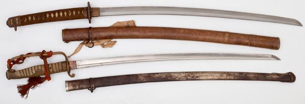 Two Japanese Swords: Russo-Japanese Sword & WWII Army Office