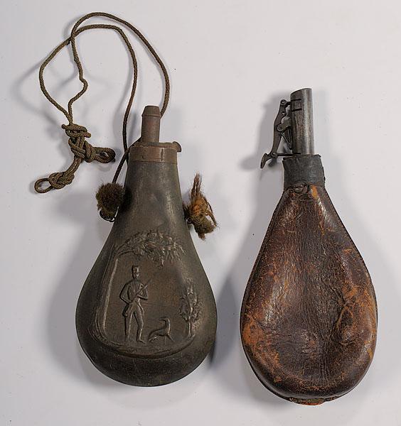 One Leather Shot Flask, and One Powder Flask,