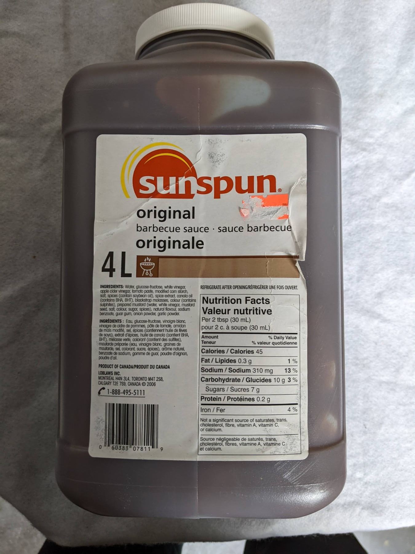 Sunspun original barbeque sauce 4L bottle