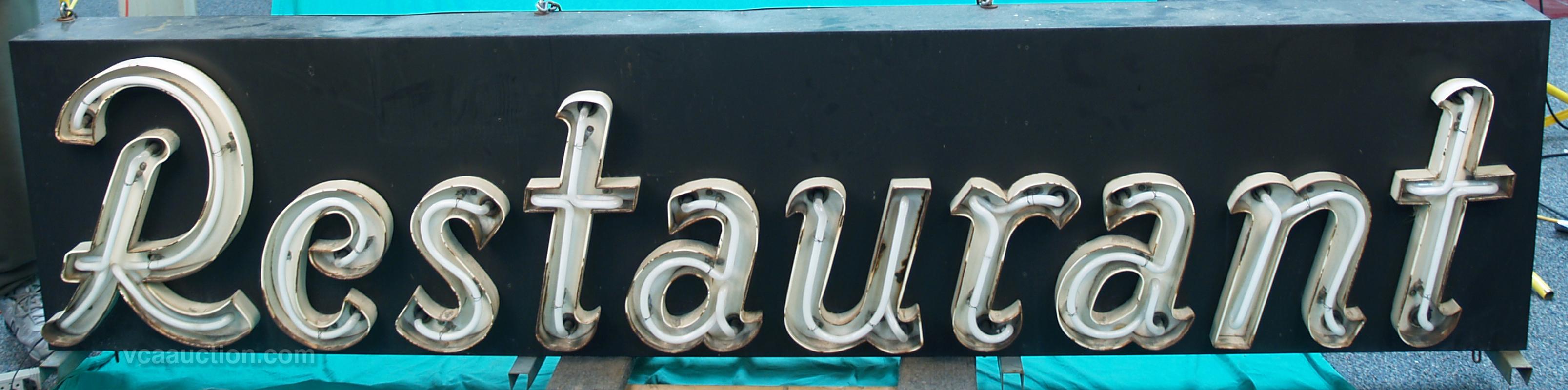 Large Outdoor Neon Sign "Restaurant" White