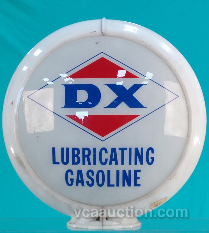 Original DX Gasoline Gas Pump Double Sided Globe w/ Gla