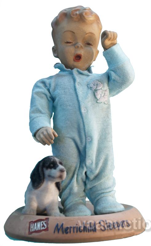 Baby Boy w/ Dog Advertising Countertop Display "Hanes M