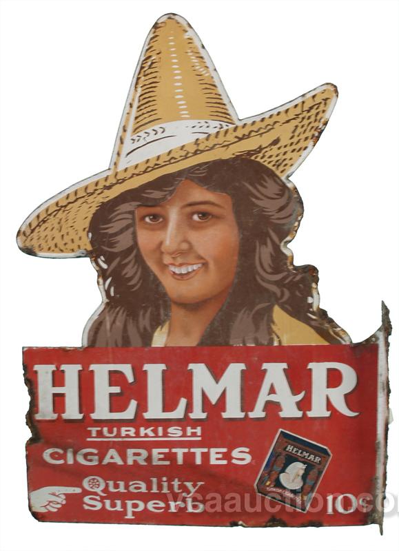 Helmar Cigarettes Double Sided Porcelain Flange Sign