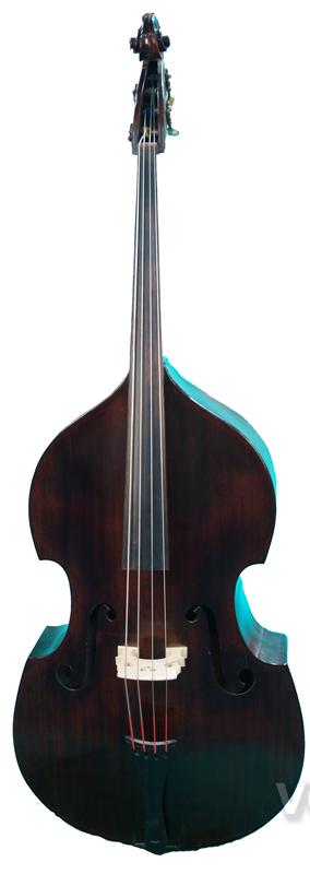 Antique Wooden Bass Fiddle w/ Very Fancy Antique Wooden