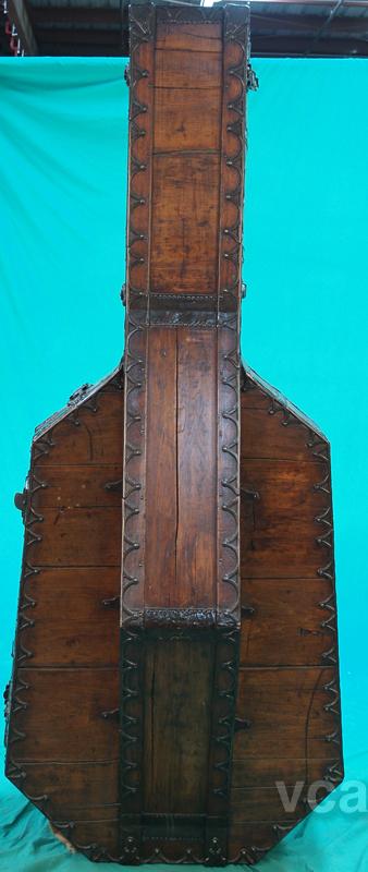Antique Wooden Bass Fiddle w/ Very Fancy Antique Wooden