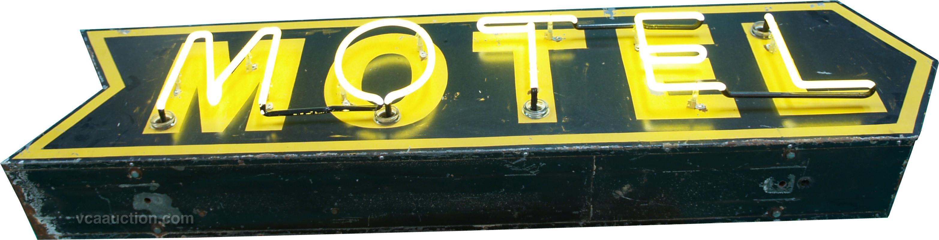 Outdoor Double Sided Arrow Shaped Neon Sign "Motel" Bl