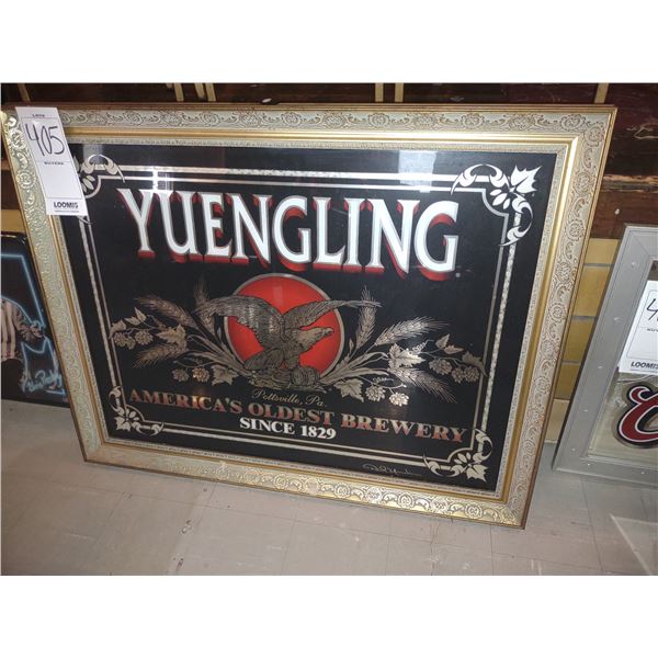 LARGE WOOD FRAMED / GLASS YUENGLING MIRROR SIGN