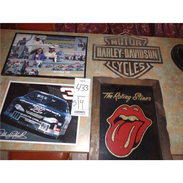 4 SIGNS: 2001 DAYTONA 500, METAL HARLEY DAVIDSON, DALE EARNHARDT, THE ...