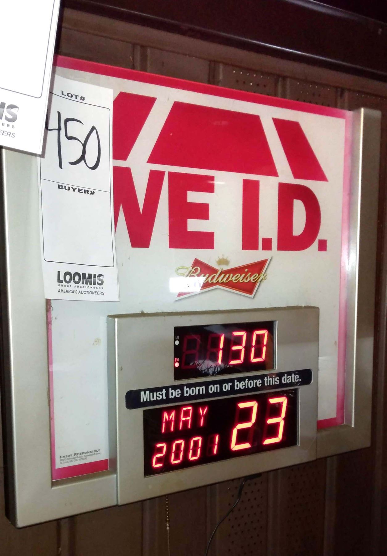 BUDWEISER LED LIGHT UP WE ID SIGN, 18" X 20.5", WORKS