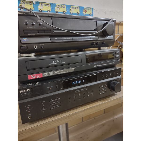 SONY, SHARP, TECHNICS SOUND EQUIPMENT W/ 2 RCA SPEAKERS, ALL WORK