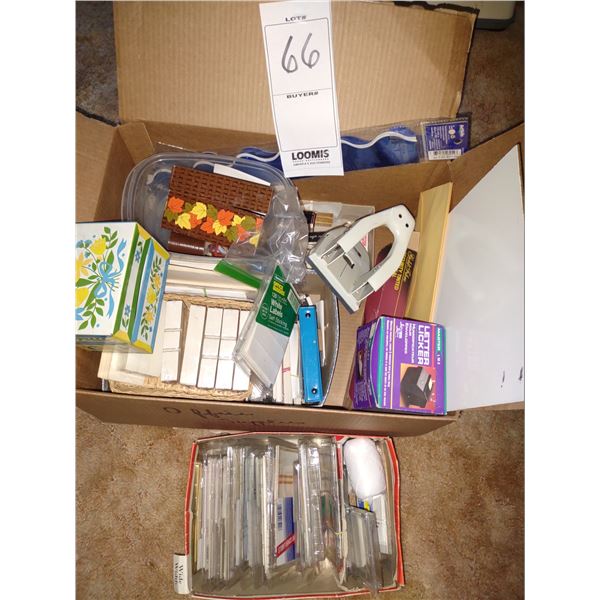 STATIONERY LOT: LETTER LICKER, ENVELOPES, LABELS, ETC.