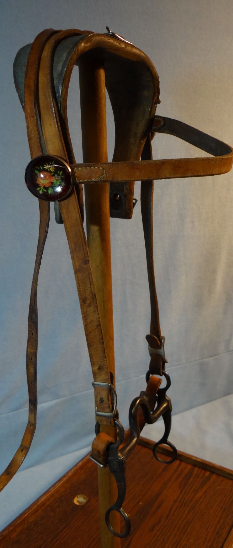 2 bridles: bridle w/glass rosettes & McChesney curb bit and Brass ...