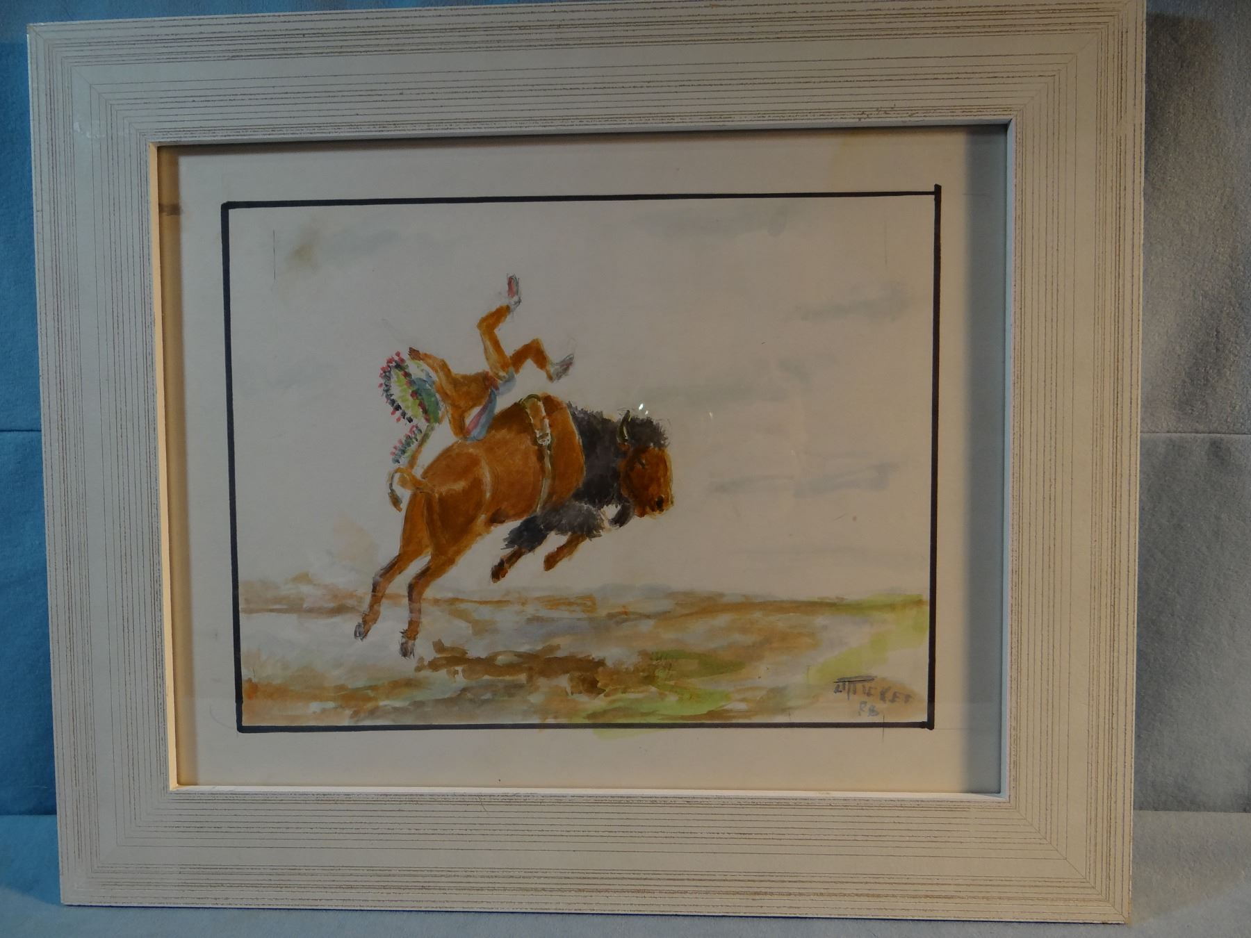 2 Joe Ricker oil paintings, Native American artist, deceased, 10" x 12 ...