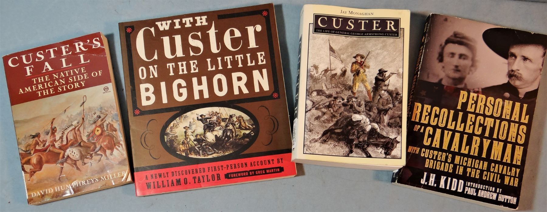4 General Custer books, soft covers, With Custer On The Little Bighorn ...