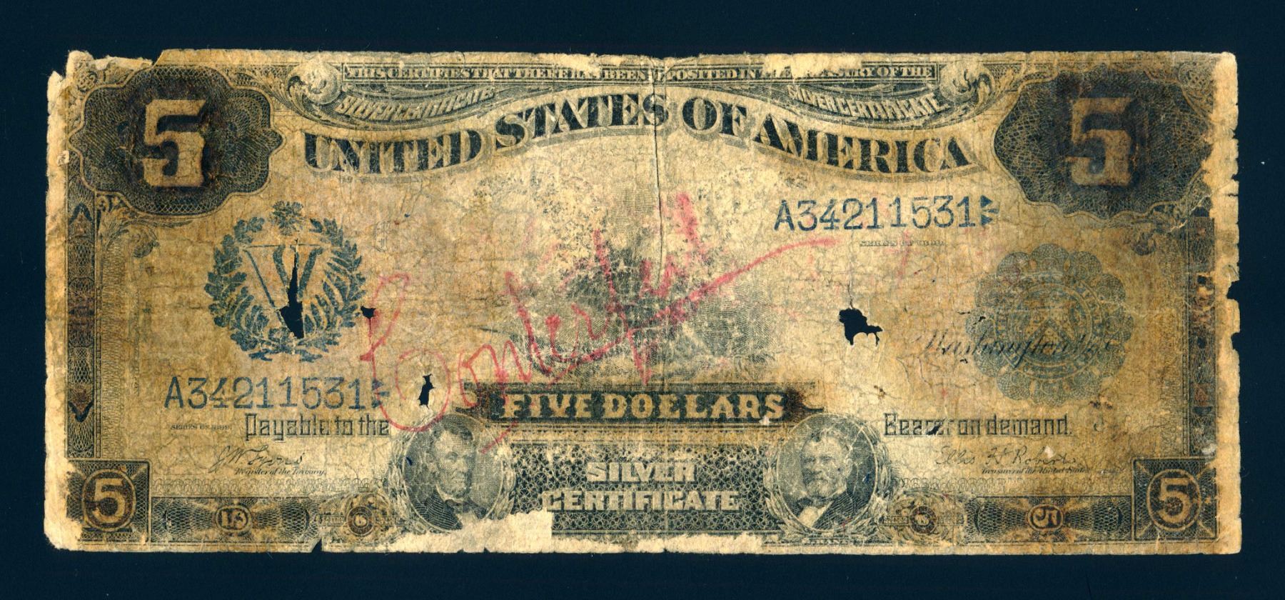 USA. $1.00 1899, Black Eagle Lyons-Roberts Raised Banknote Almost Good