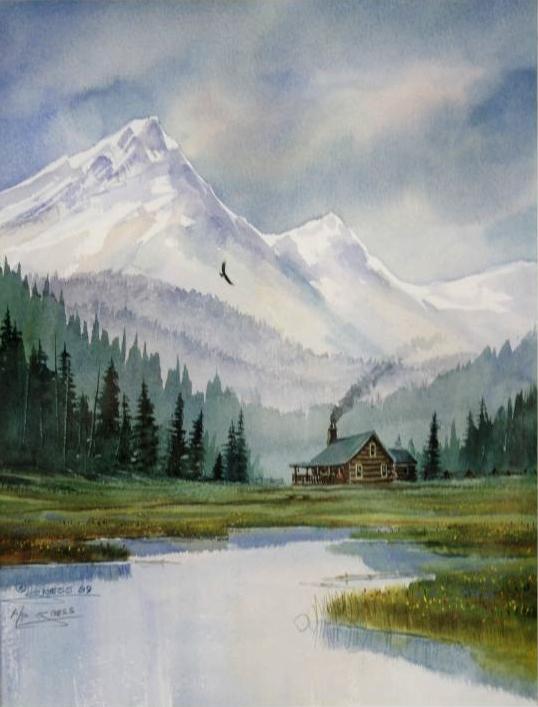 Michael Gress (American, 20th Century) High Plains Sunset, Watercolor,