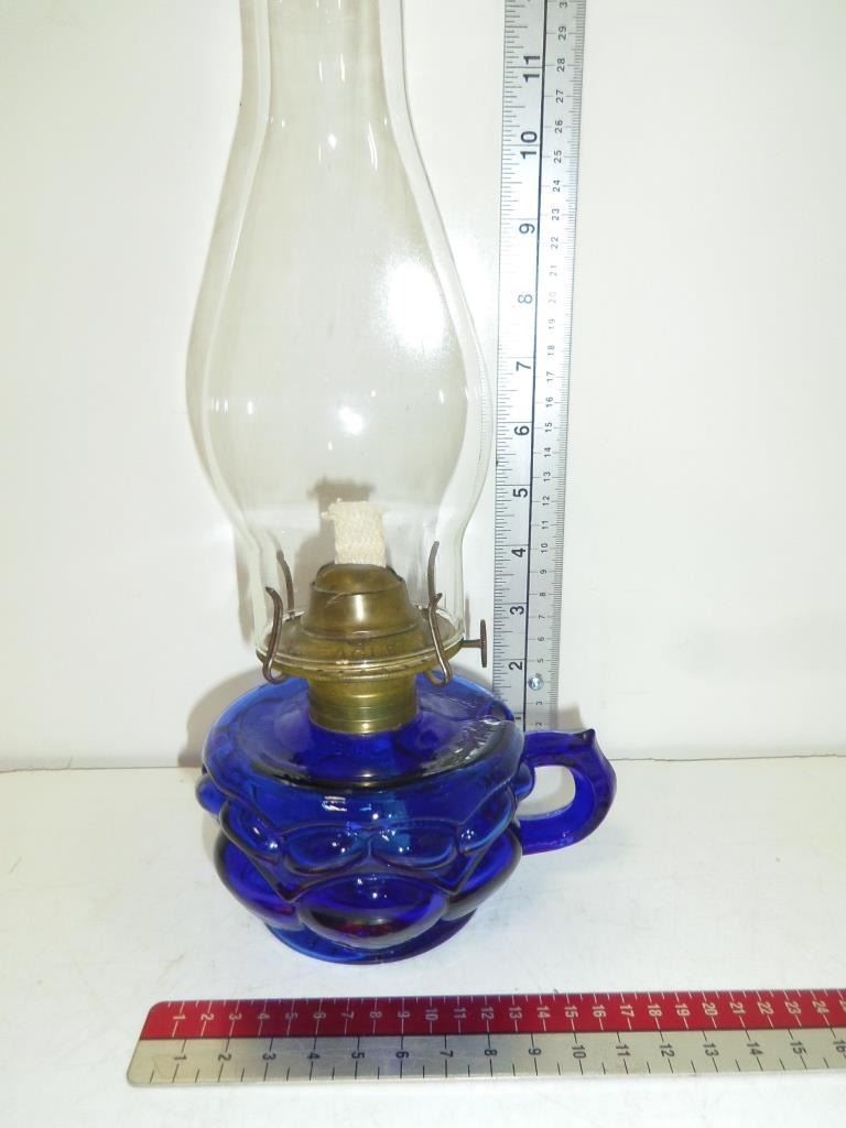 Blue Glass Finger Oil Lamp