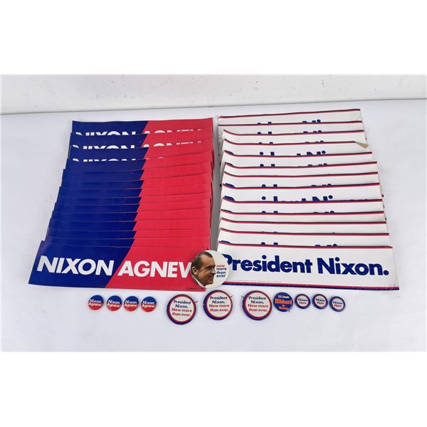 Nixon Agnew Political Buttons and Bumper Stickers