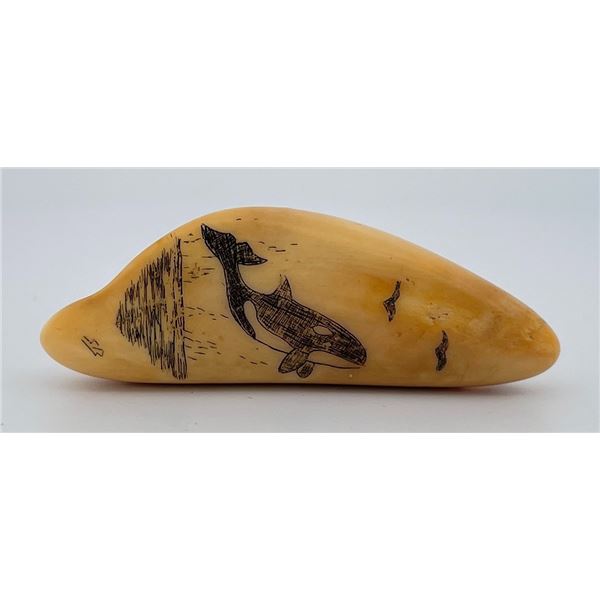 Alaskan Inuit Eskimo Scrimshaw Whales Tooth