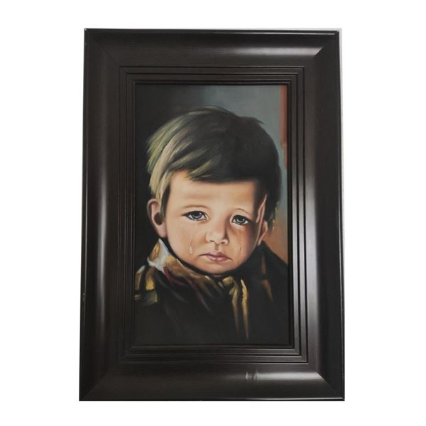 Giovanni Bragolin: Crying boy painting unsigned. Outer dimensions ...