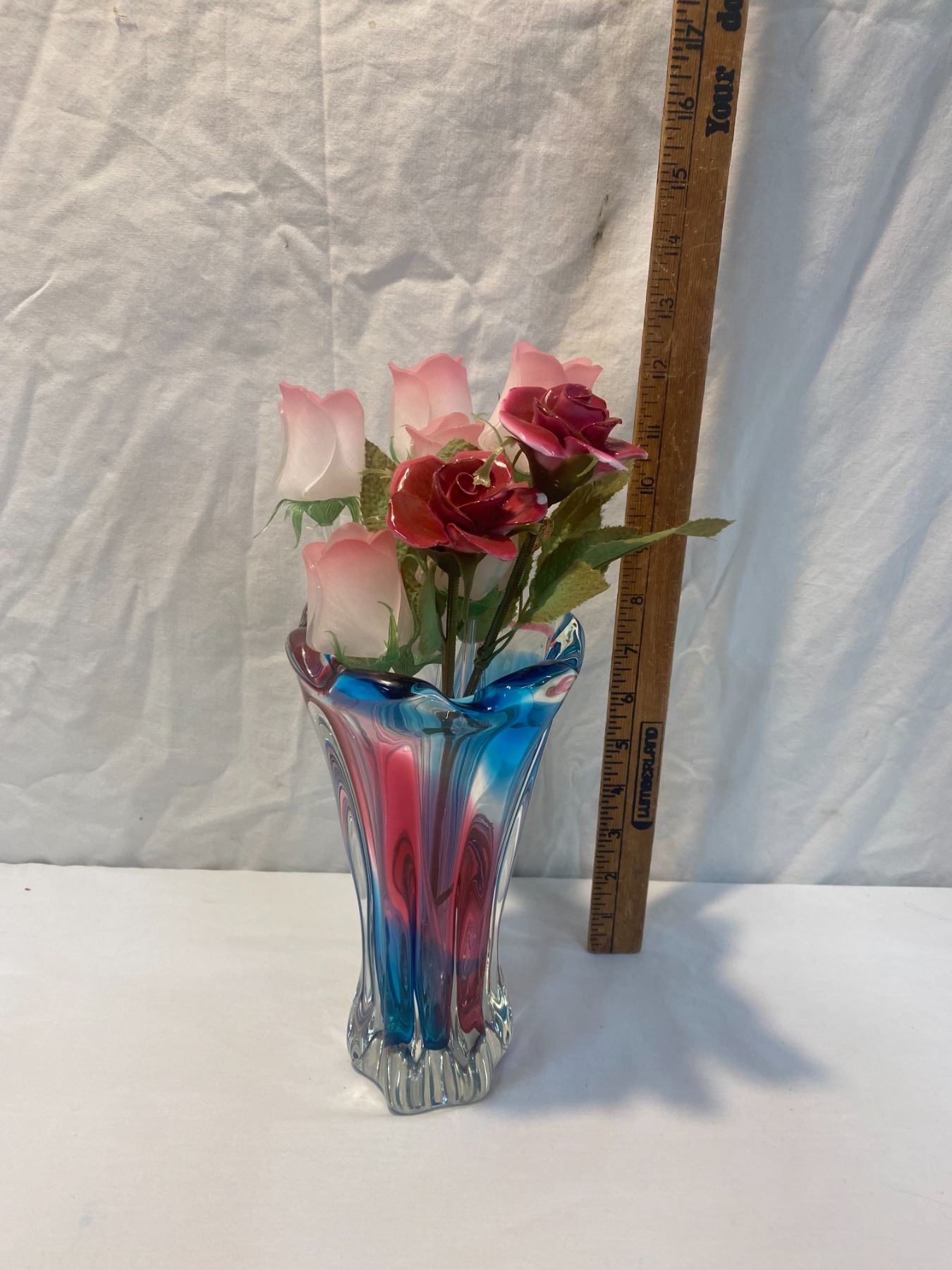 Japanese fantasy glass vase & glass flowers