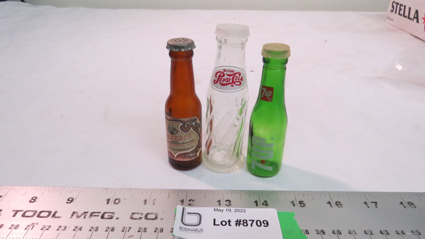 (3) vintage mini pop salt & pepper shakers (glass bottles) - Bodnarus ...