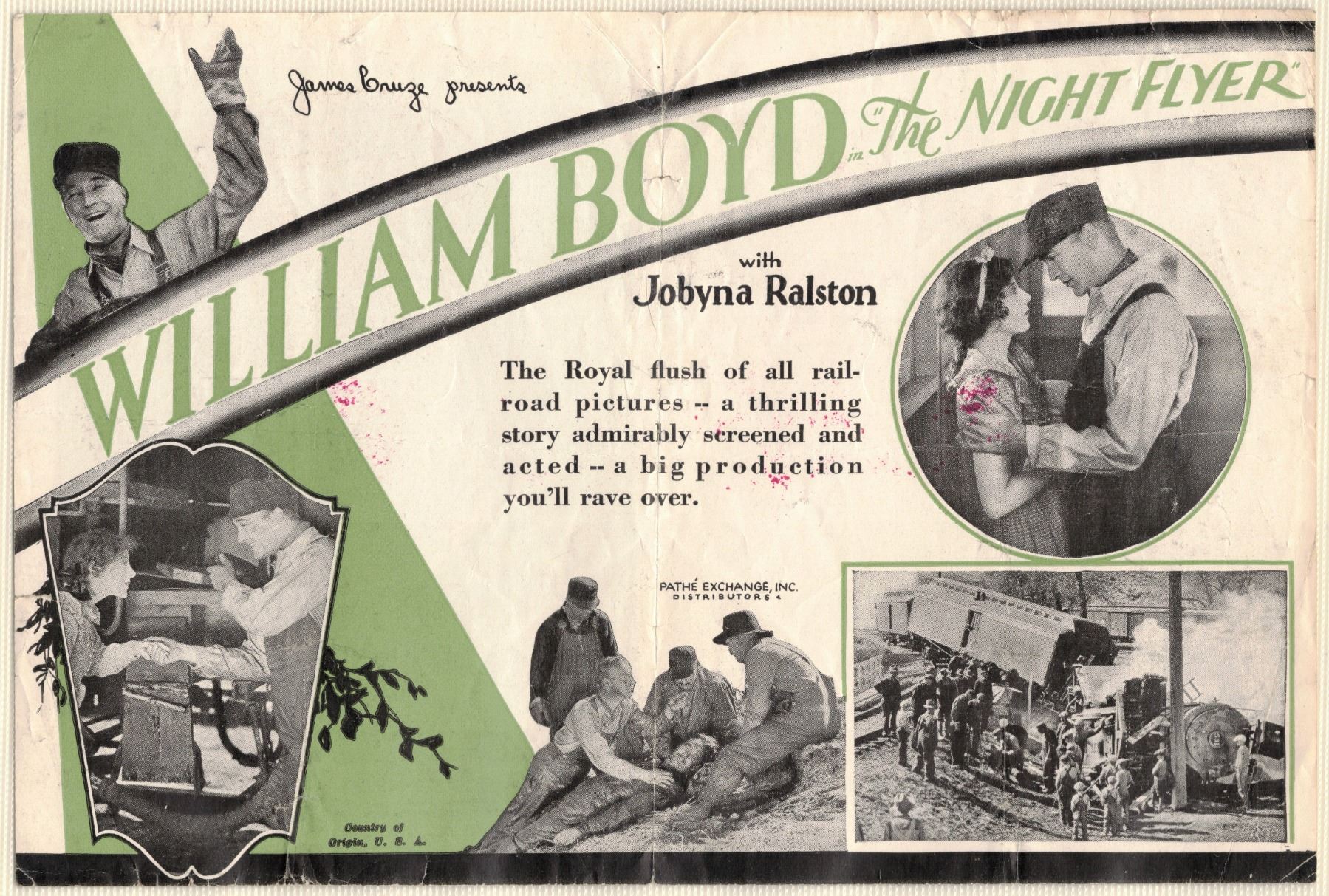 Movie Herald - The Night Flyer 1928 - William Boyd