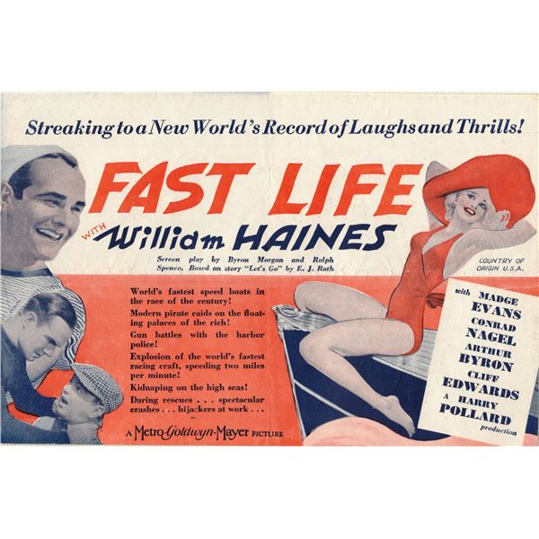 Movie Herald - Fast Life 1932 - William Haines and Madge Evans
