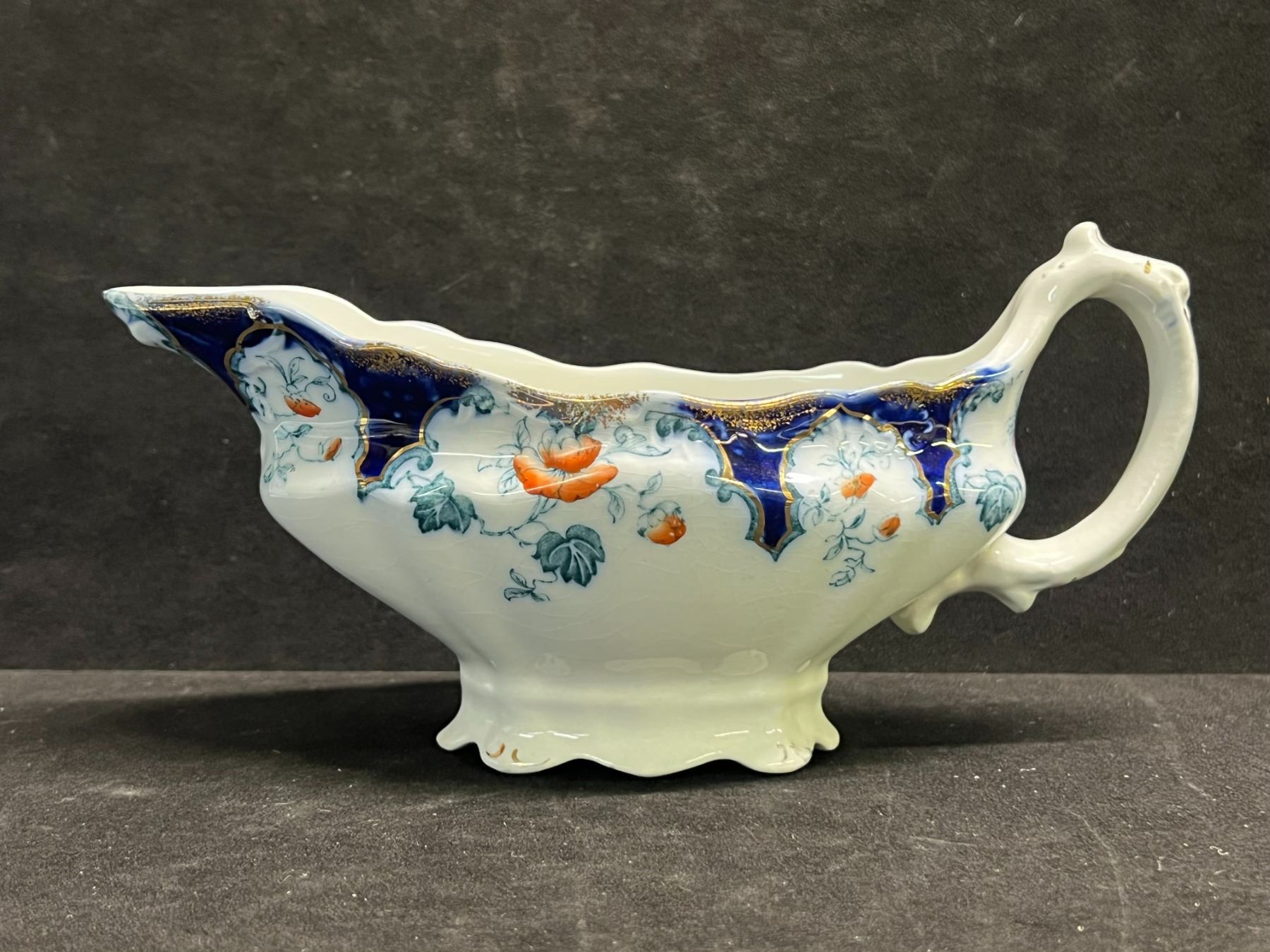 Antique Sevres Flow Blue J&G Meakin England Gravy Boat