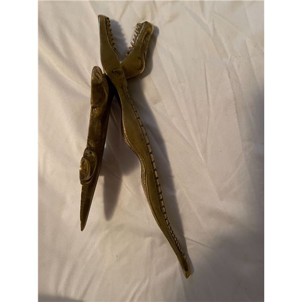 Brass alligator nut cracker
