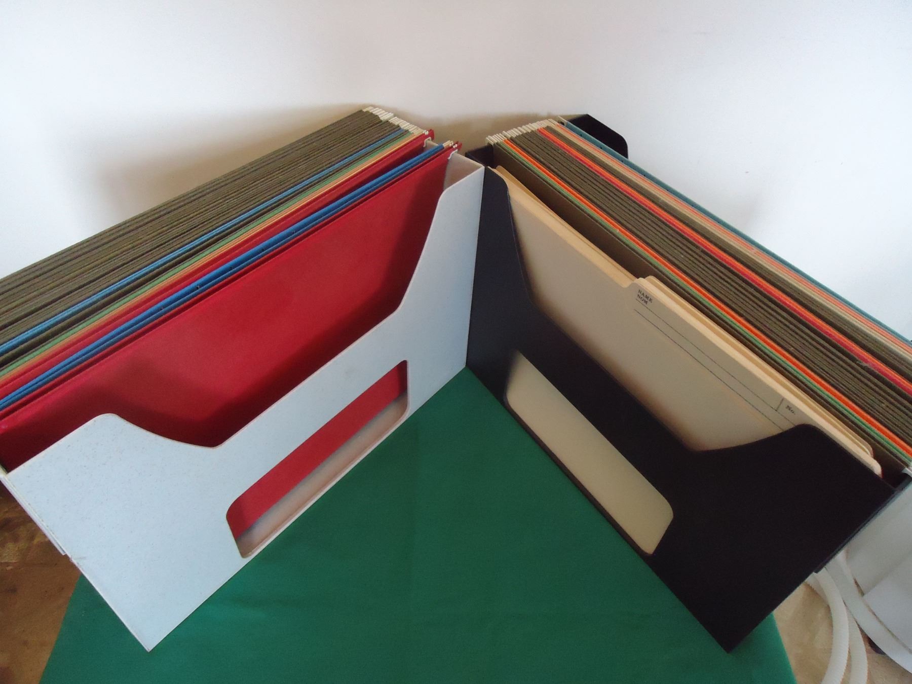 Lot of two portable legal size folder Holders and paper