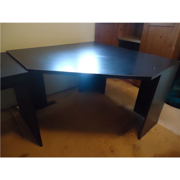 Black two piece office desk- 45 inches by 45 inches with front angle an ...