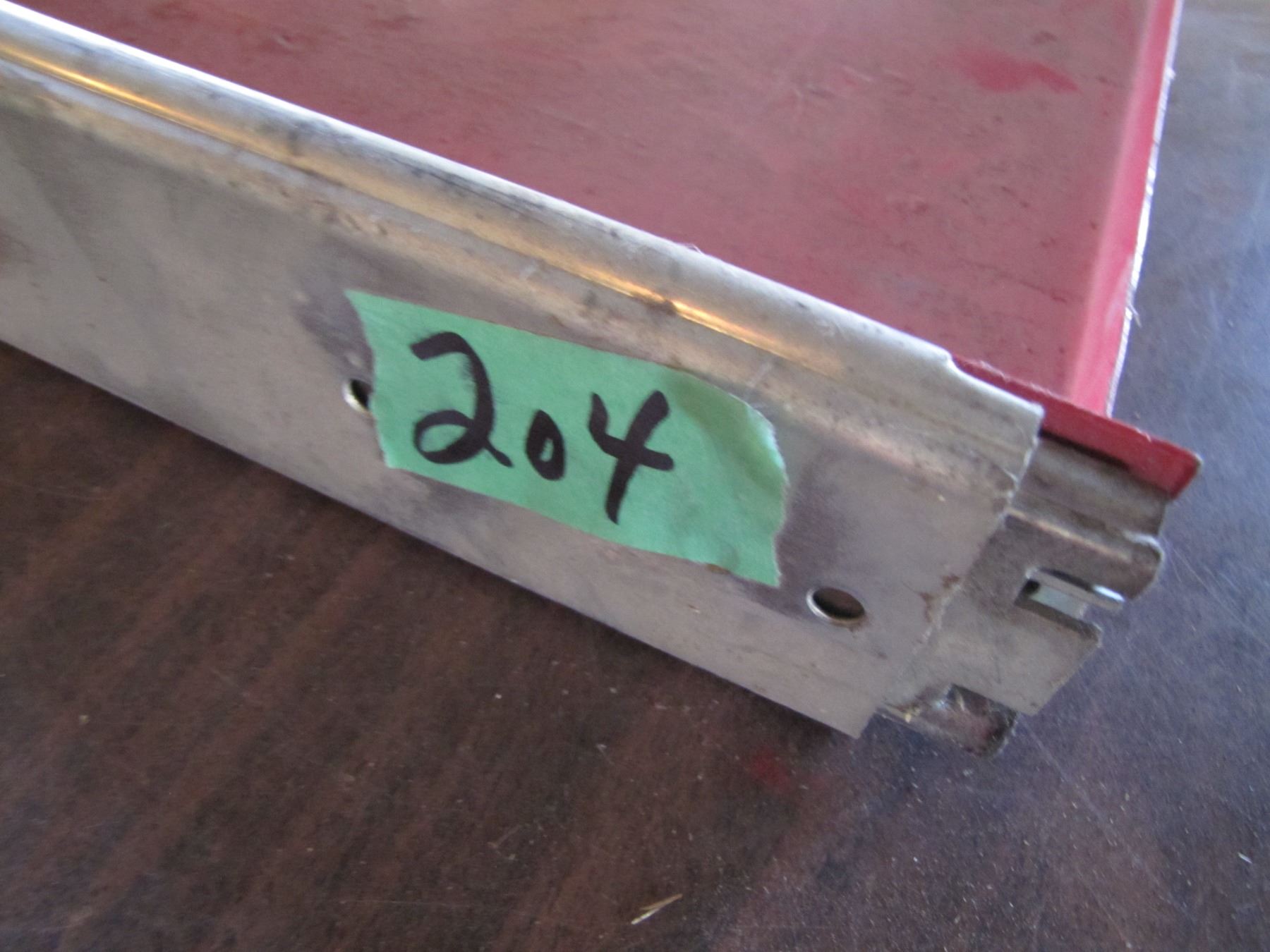 Red pull out tool box drawer