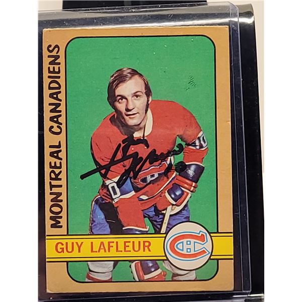Guy LaFleur, HARD SIGNED, 1972-73, 2nd Card #59