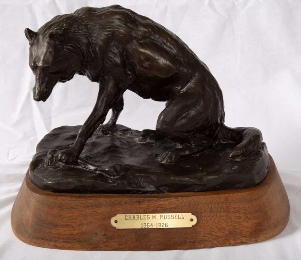 After C.M. Russell - "Wolf With Bone/Timber Wolf"