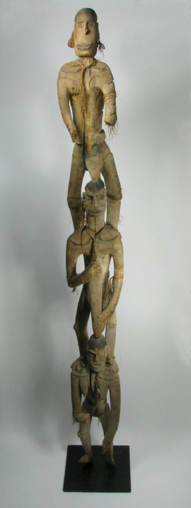 AN EARLY ASMAT ANCESTOR POLE (mbis), c.1960s, of wood sculpted in classic o