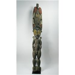 A CEREMONIAL WOSERA ANCESTOR SCULPTURE, of wood, in male form, decorated wi
