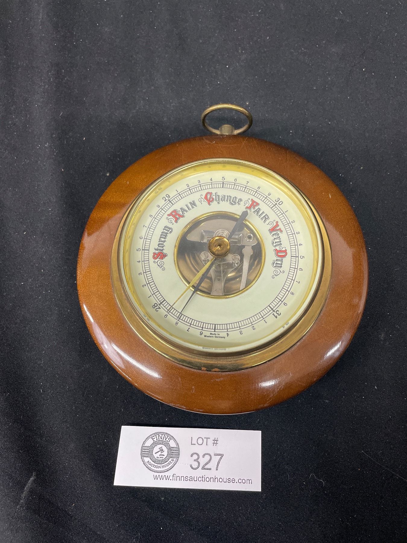 Vintage West Germany Wood & Brass Barometer
