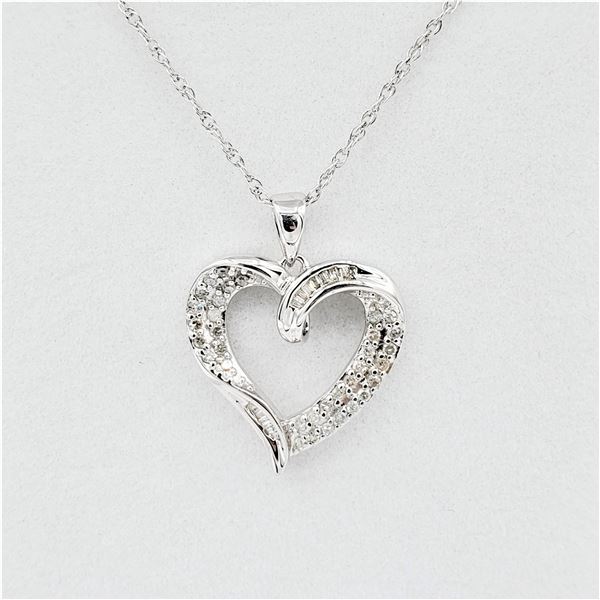 Sterling Silver Diamond Heart Pendant