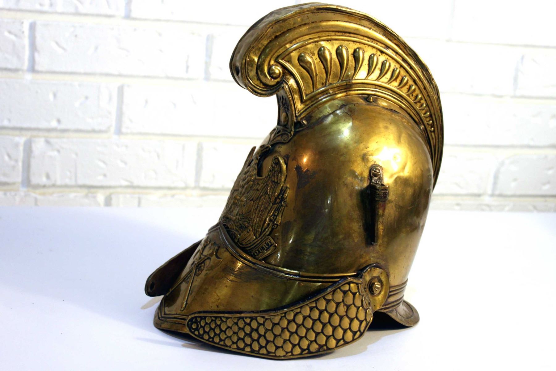 France 1900's A Brass Fireman's Helmet Very Fine