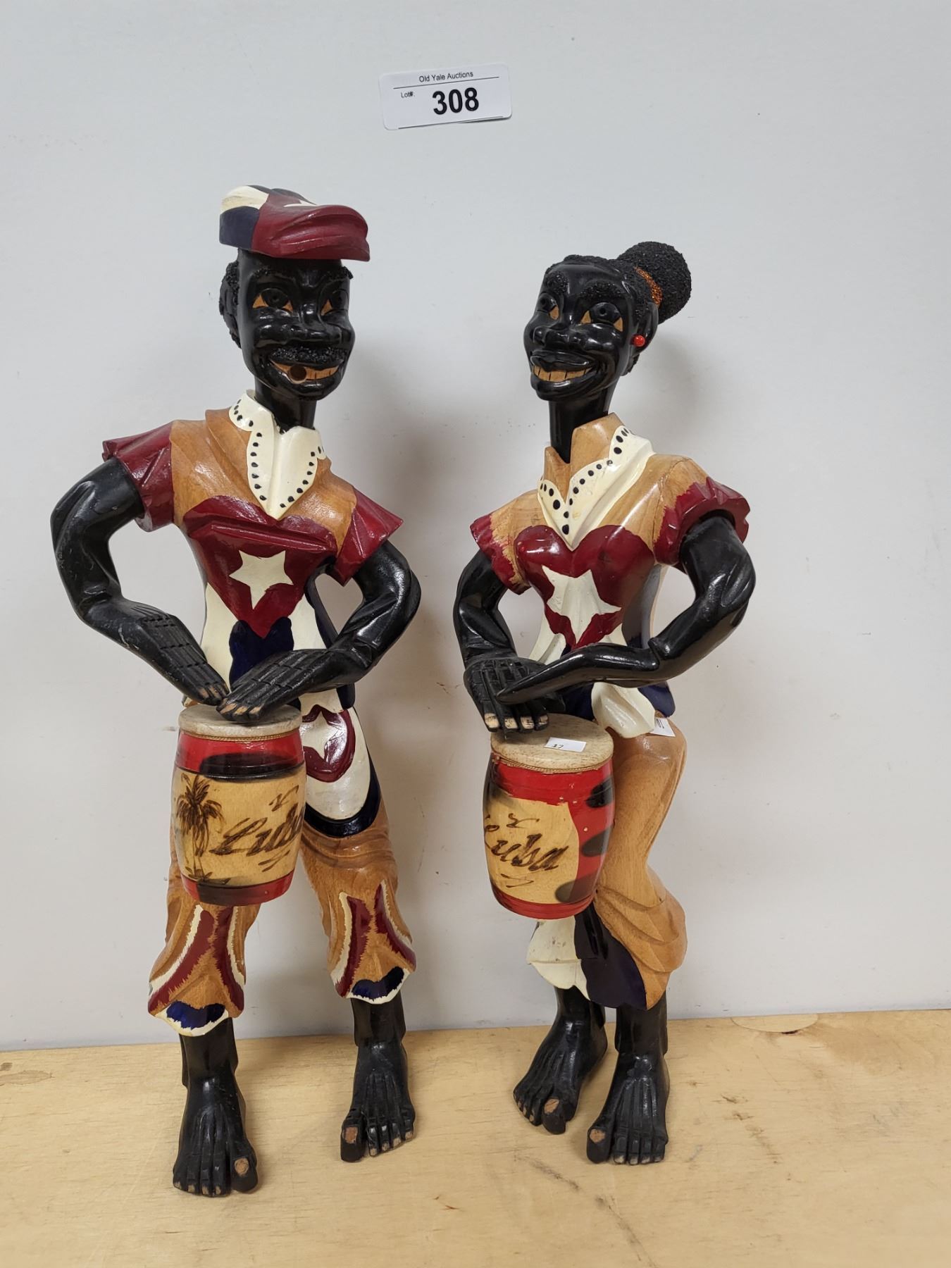 TWO WOOD CUBAN BONGO DRUM PLAYERS