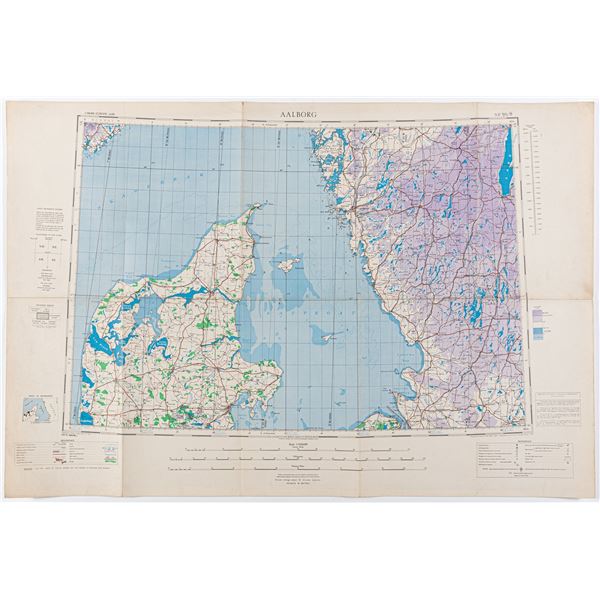 1940 BRITISH WWII MAP OF AALBORG DENMARK