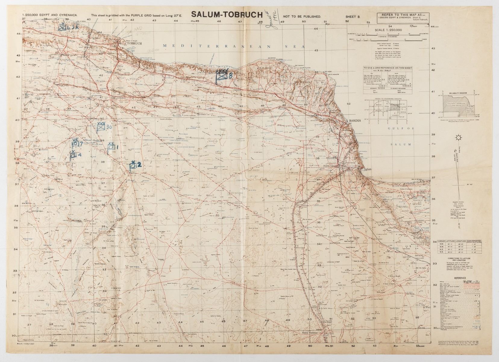 1942 BRTISH MAP OF TOBRUK
