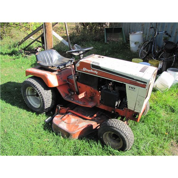 Simplicity 7117 garden tractor with attachments as pictured