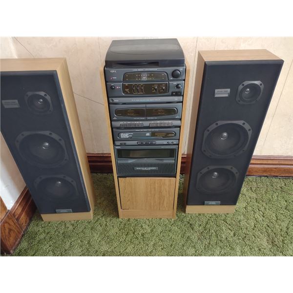 YORX FLOOR MODEL STEREO W/ TURNTABLE - WORKS
