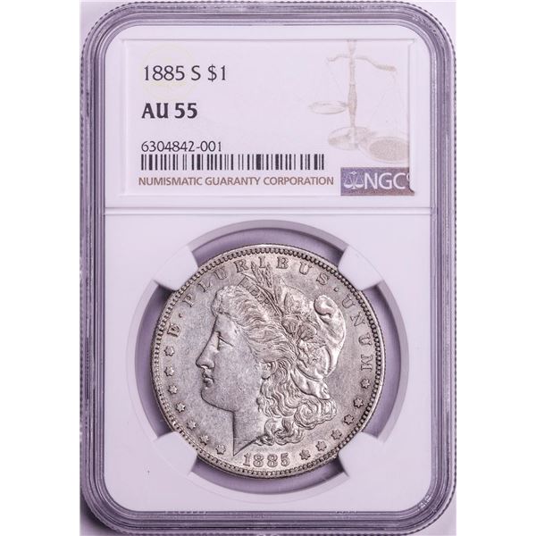 1885-S $1 Morgan Silver Dollar Coin NGC AU55