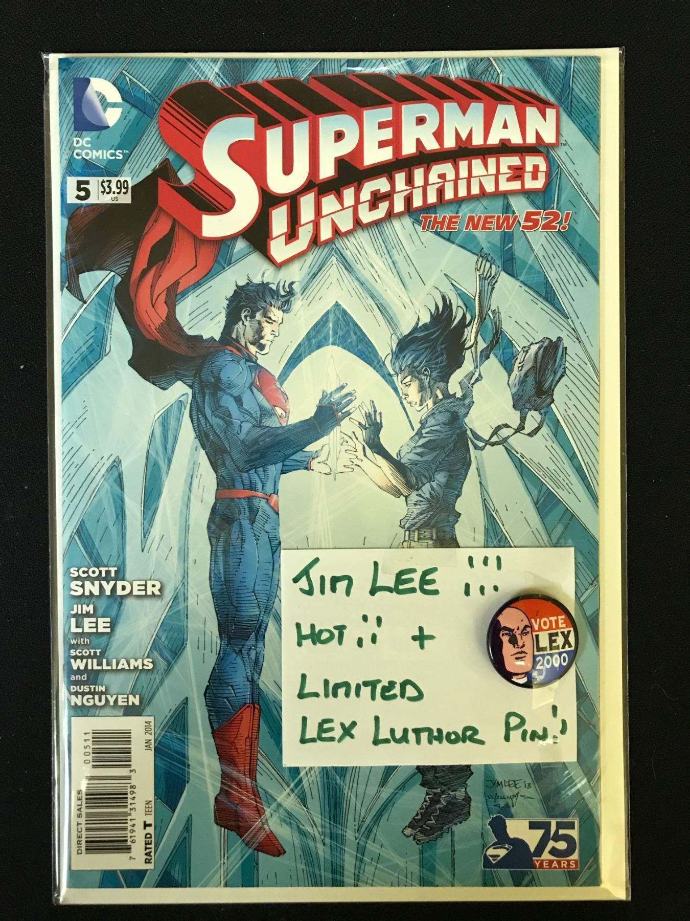 SUPERMAN UNCHAINED #5 JIM LEE!! + LIMITED LEX LUTHOR PIN