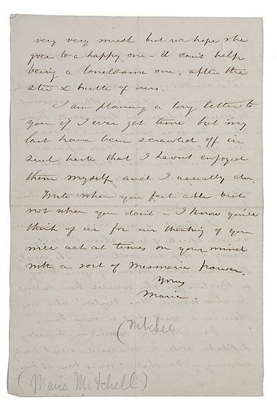 Autograph Letter Signed by Maria Mitchell, First Woman Astro