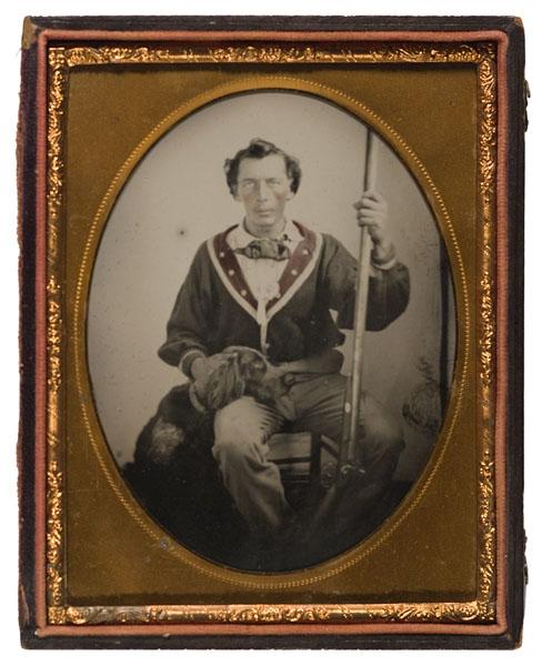 Spectacular Half Plate Ruby Ambrotype of Tennessee Hunter